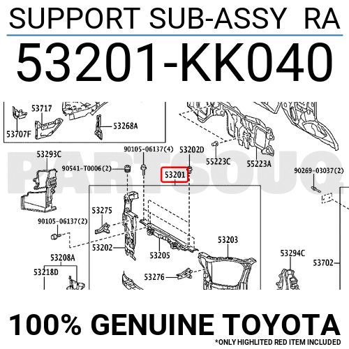 53201KK040 Genuine Toyota SUPPORT SUB-ASSY RA 53201-KK040 | eBay