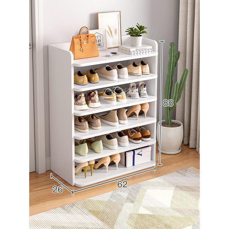 5-8 Tier White Wooden Hallway Shoe Rack Open Shelves Shoe Cabinet ...
