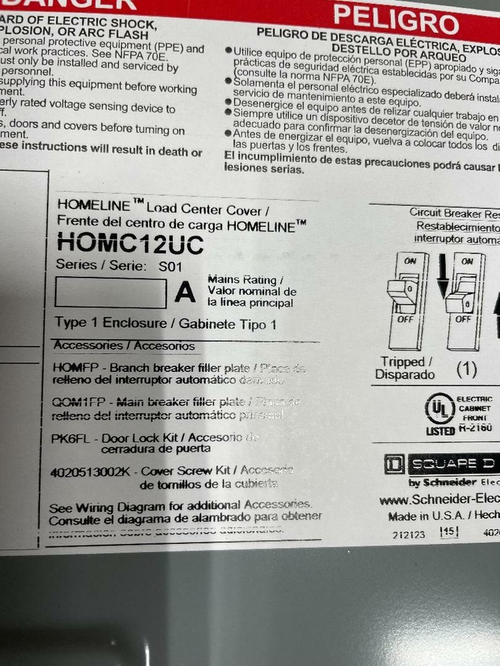 Generator Interlock Kit , Square D Homeline 100 amp panel WR-90 | eBay