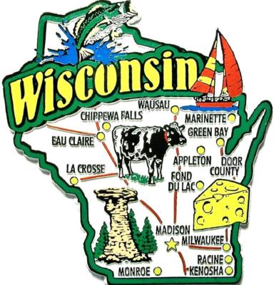 Wisconsin Jumbo State Map Fridge Magnet | eBay