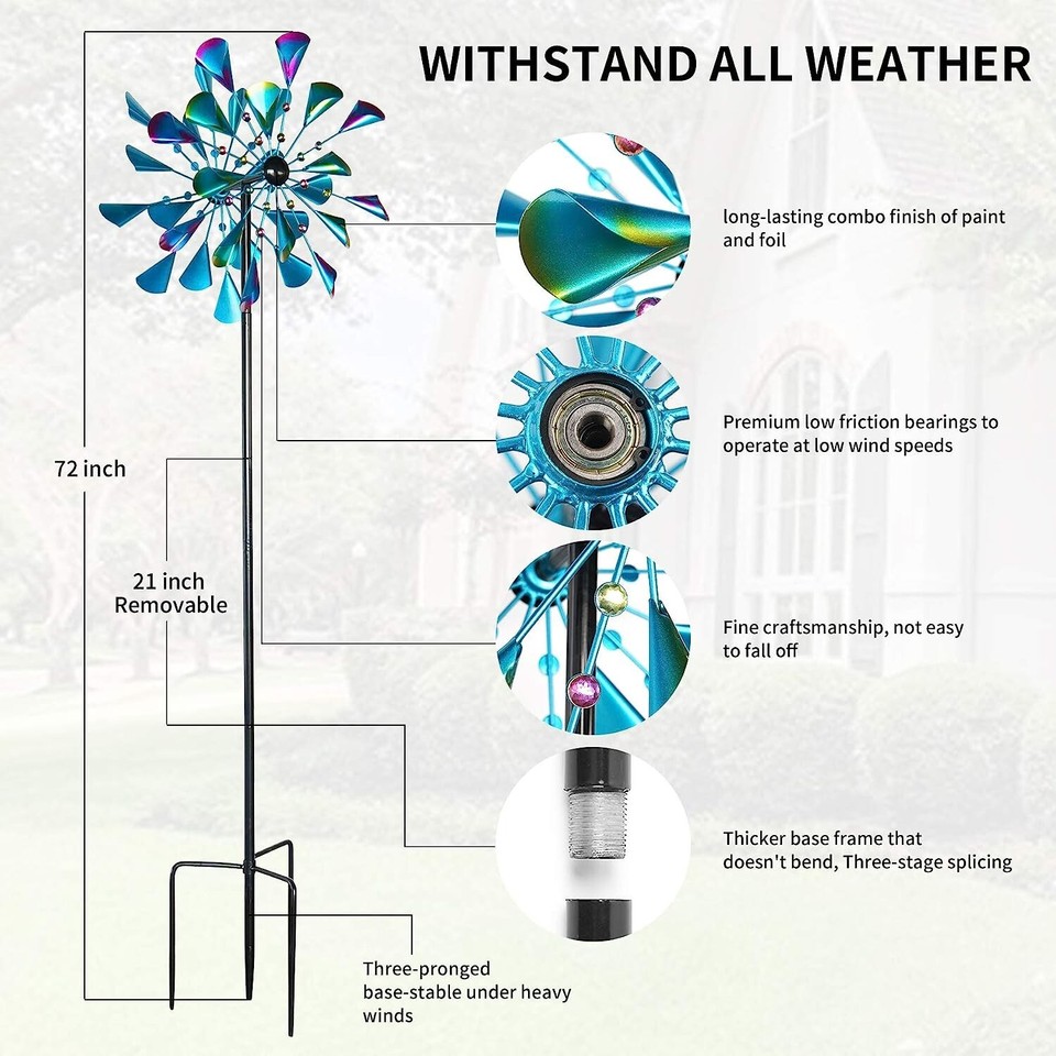 72 Inches Kinetic Wind Spinners Double Windmill Catcher Sculptures ...