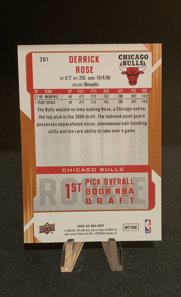 2008-09 Upper Deck MVP Derrick Rose Rookie Card RC #201 Bulls🔥🔥🔥 | eBay