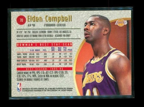 1997-98 TOPPS BOWMANS BEST Chrome Basketball Card #70 ELDEN CAMPBELL ...