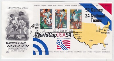TurtlesTradingPost- World Cup Soccer 1994- #2834-36 FDC Artcraft Cachet ...