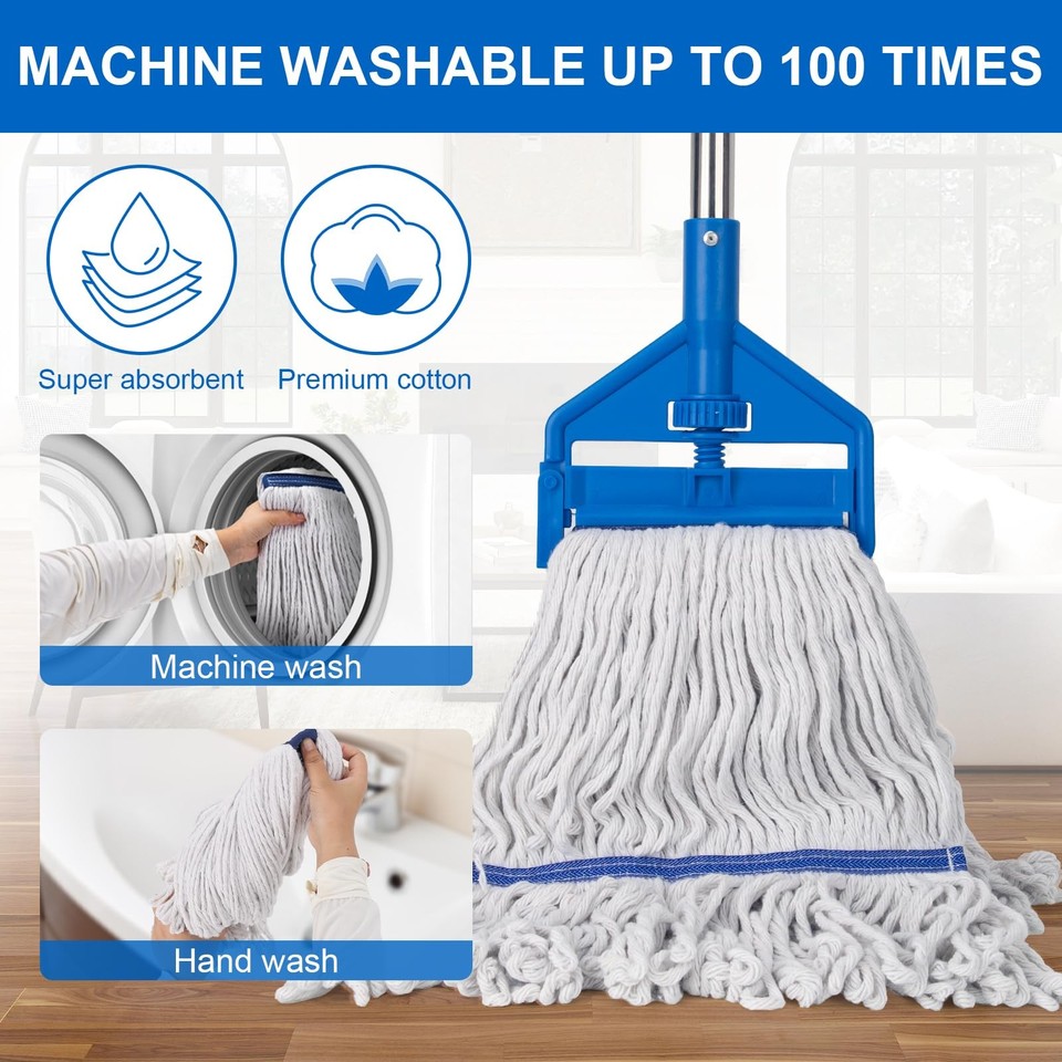 Commercial Mop 60 inch Heavy Duty Industrial Wet Mops with Long Handle ...