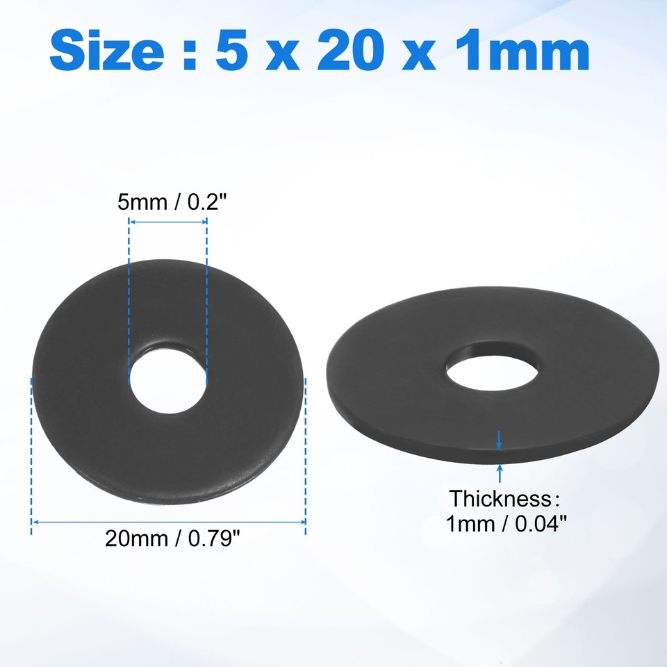 75Pcs M5 304 Stainless Steel Flat Washers, ID 5mm, OD 20mm, Thick 1mm ...