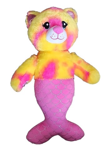 Build a Bear Magical Mer-Bear Mermaid Plush 17” Pink Yellow BAB Stuffed ...