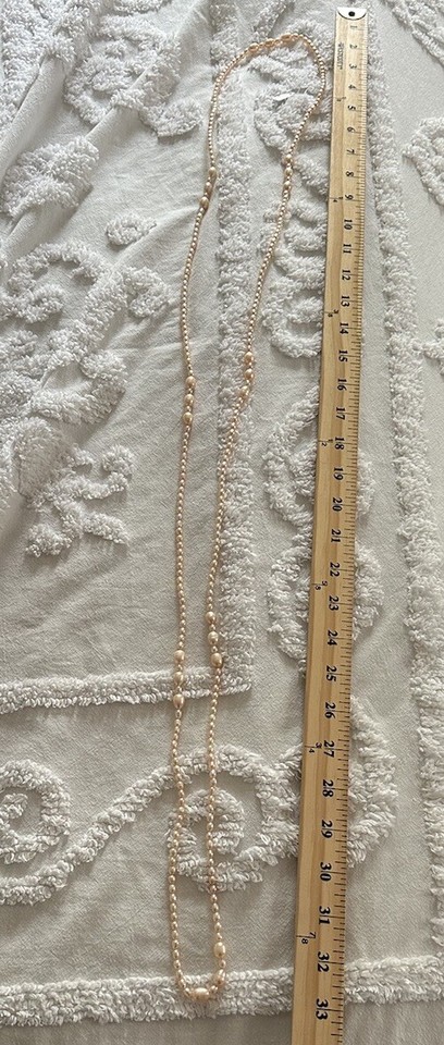 GSJ Soft Color Freshwater Pearl Long Necklace Peach Pink NEW | eBay