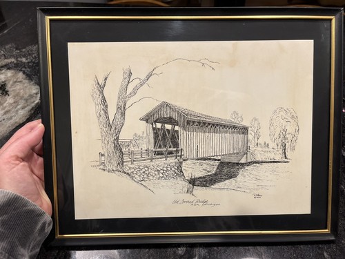 Vtg Print Old Covered Bridge Ada, Michigan 11x14 By Riker 1967 October ...