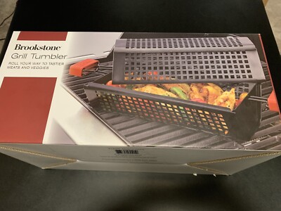 NEW IN BOX Brookstone Grill Tumbler Grilling/Marinade Basket Non-Stick ...