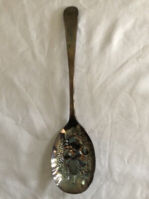 S G England EPNS A1 Silver Plated Solid Serving Spoon Embossed Fruit ...
