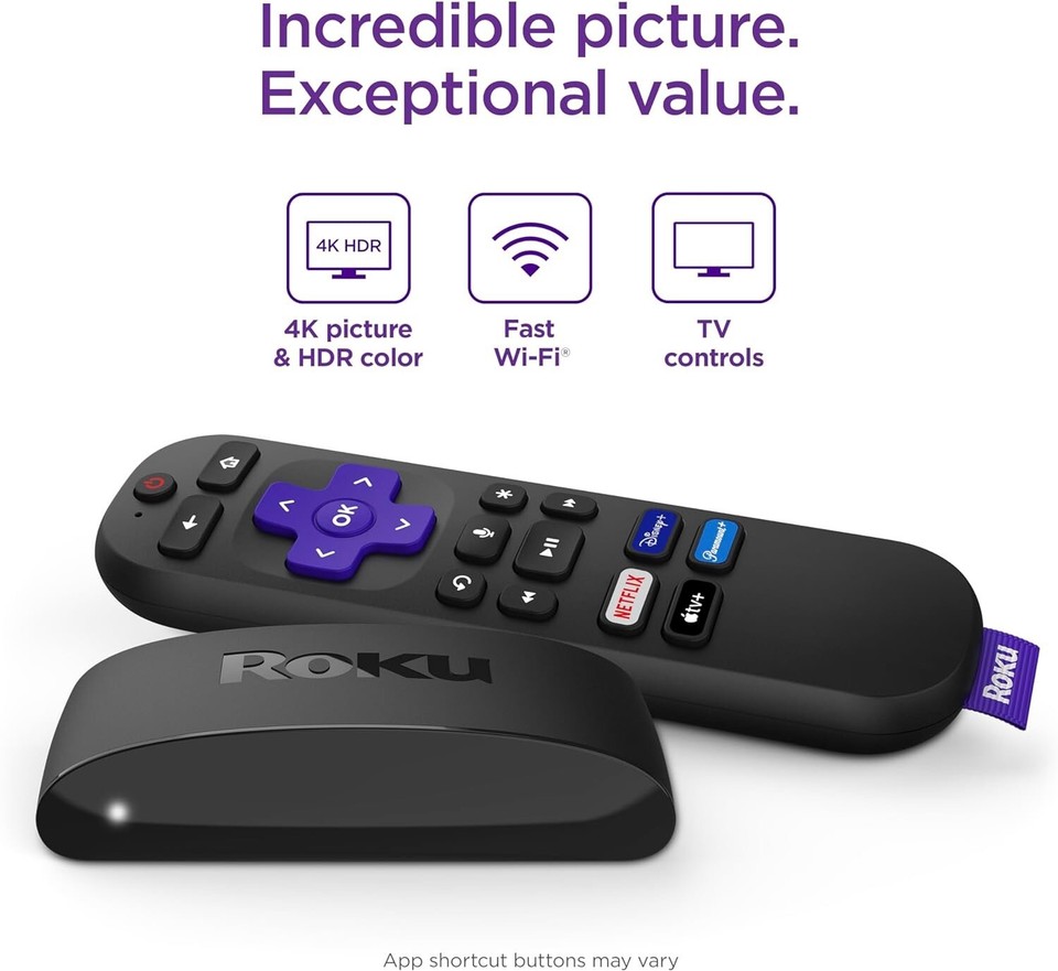 Roku Express 4K+ | Roku Streaming Device 4K/HDR, Roku Voice Remote ...