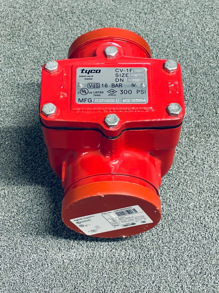 Tyco Check Valve CV-1F 4" Fire Suppression Grooved End Swing 300 PSI | eBay
