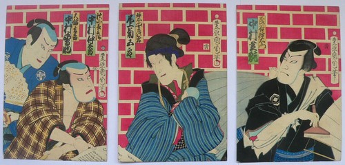 Meiji Period Woodblock Print Triptych By Iemon Oiwa And Kunichika ...