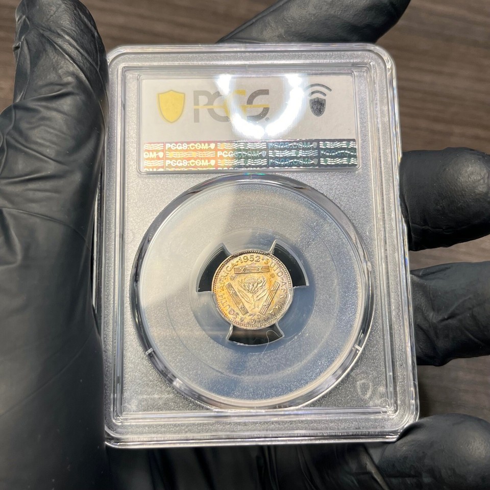 PR67 1952 South Africa Silver 3 Pence Proof, PCGS Trueview- NEON ...