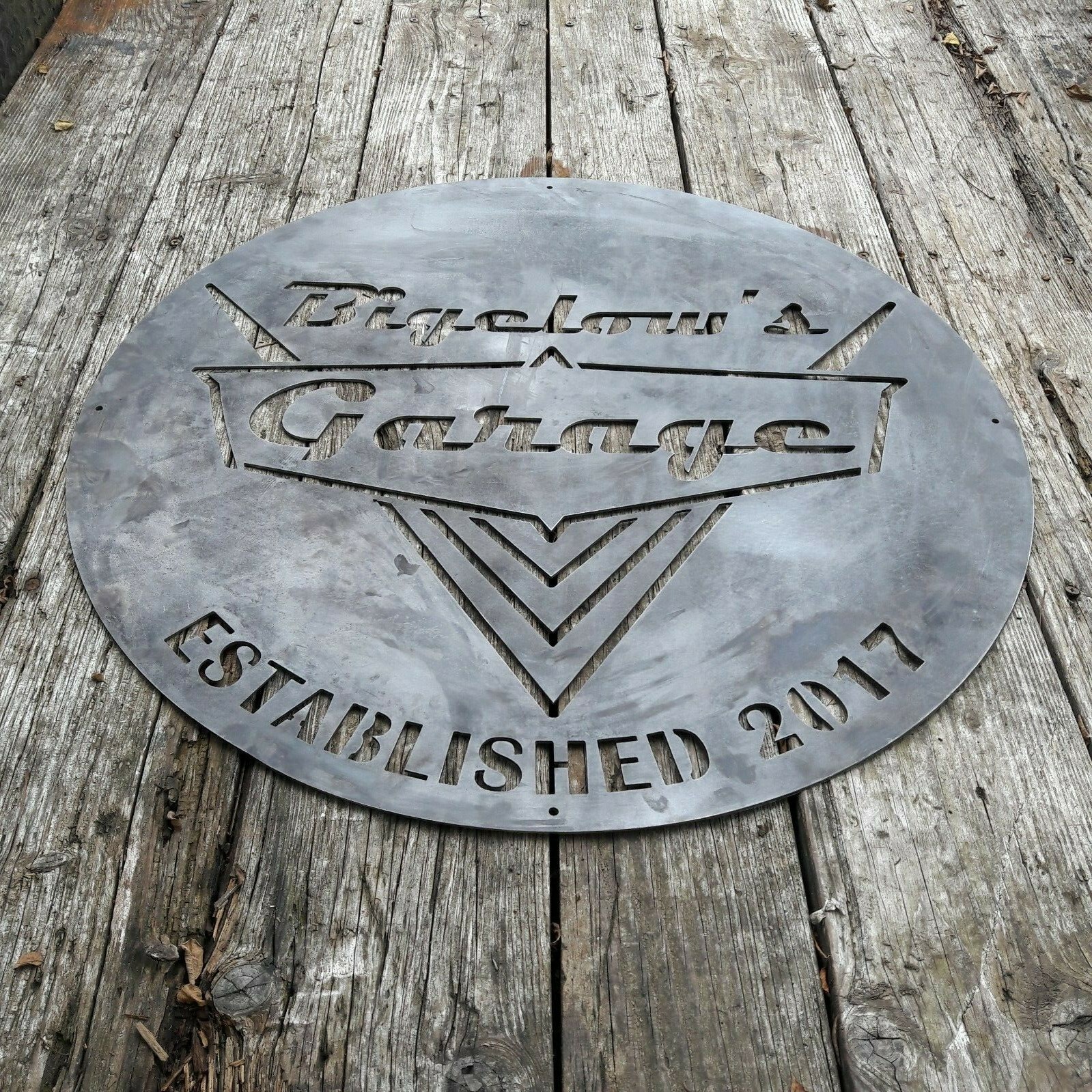 Vintage 1950's Garage Sign - Personalized Metal Wall Art - Dad Man Cave ...