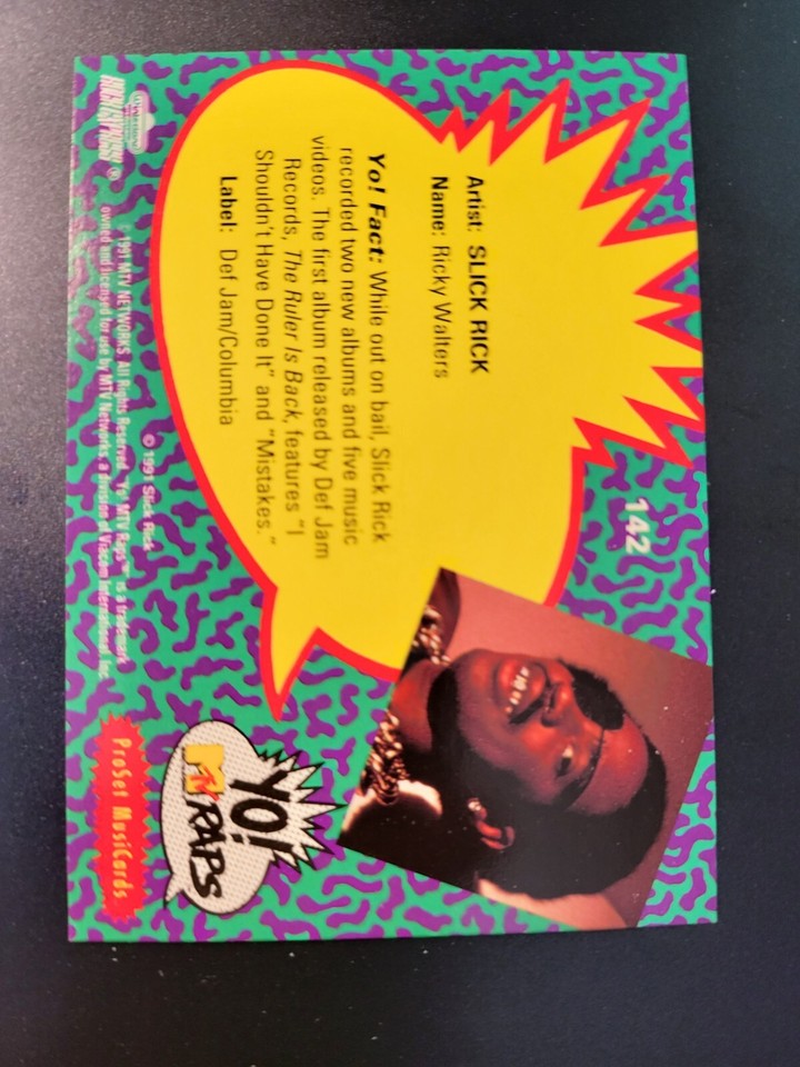 1991 ProSet MusiCards YO MTV Raps Slick Rick RC card #142 | eBay