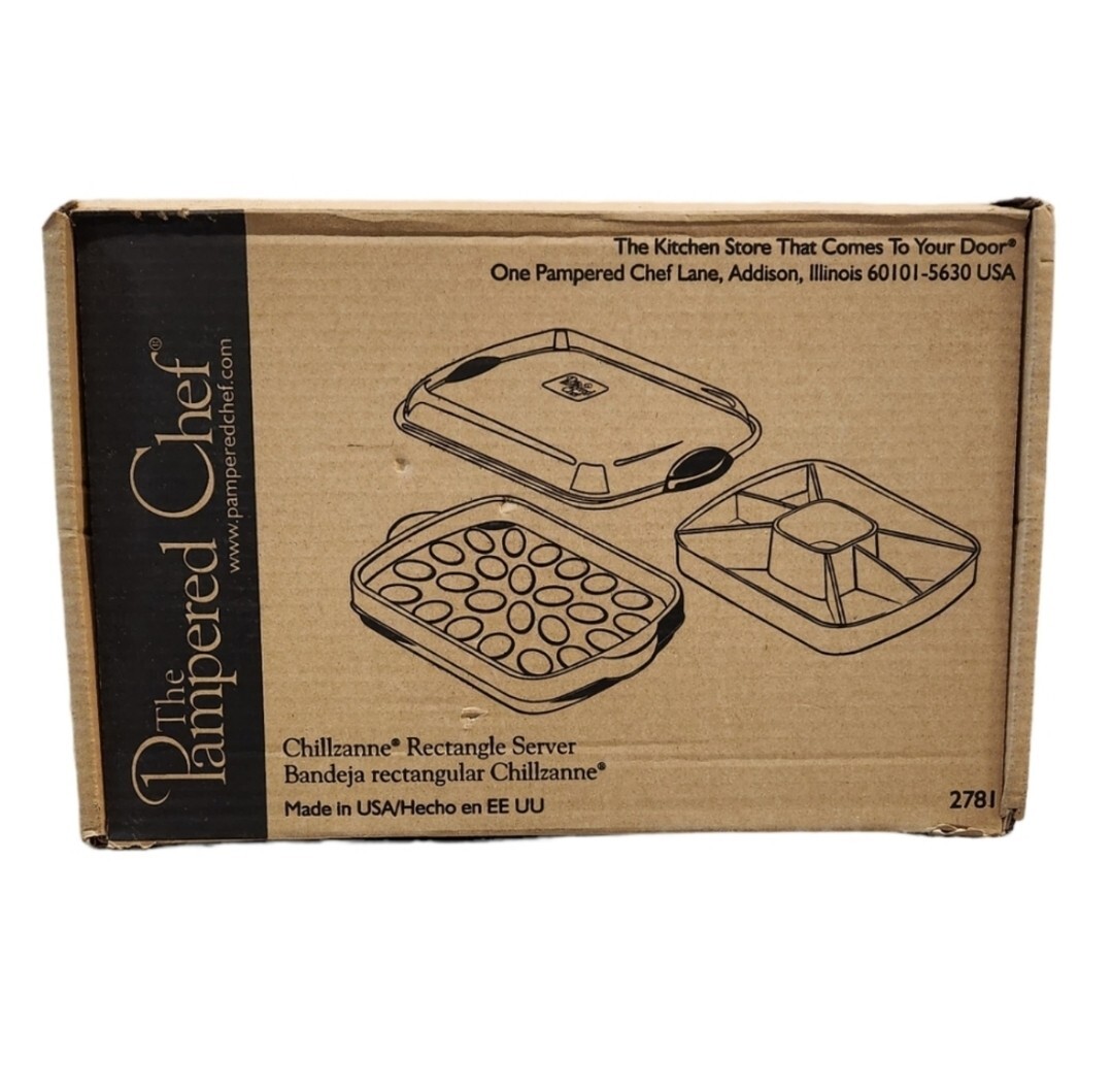 PAMPERED CHEF Chillzanne Rectangle Server Deviled Eggs Veggies Dip ...