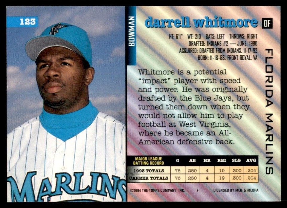 1994 Bowman #123 Darrell Whitmore | eBay