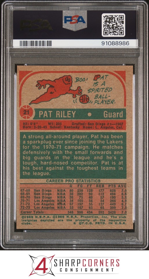 1973 TOPPS #21 PAT RILEY LAKERS HOF PSA 7 K4128554-986 | eBay