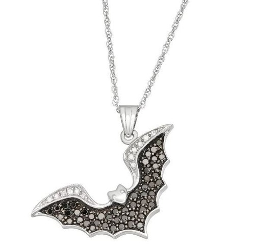1 CT Lab Created Diamond Bat Pendant Necklace 14K White Gold Plated ...
