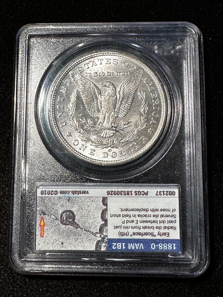 1888 O MORGAN DOLLAR MINOR VARIETY VAM 1B EDS PCGS MS63 EARLY SCARFACE ...