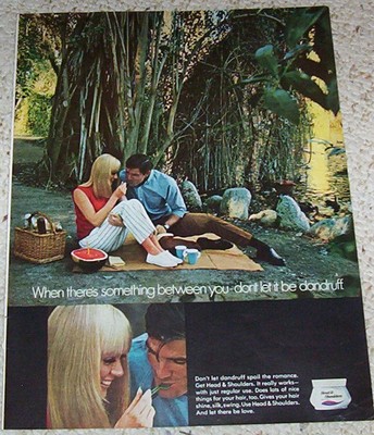 1968 print ad page - Head & Shoulders hair shampoo Girl & Guy picnic ...