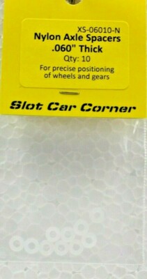 SLOT CAR CORNER XS-06010-N AXLE SPACERS - (10) NYLON .060 SPACERS FOR 3 ...