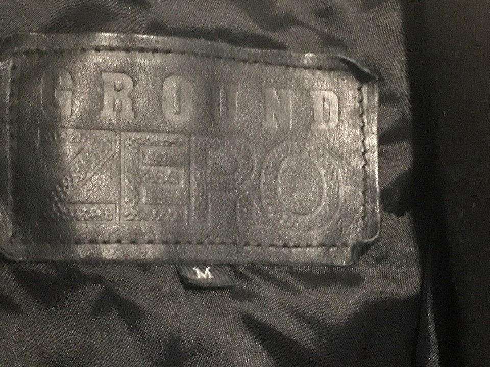 Men's GROUND ZERO Black Bomber Leather Jacket Coat - Size: Medium | eBay