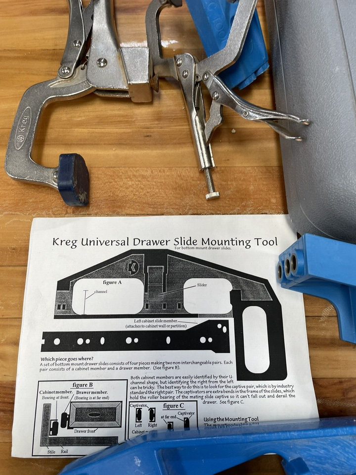 Kreg Jig System Lot 12 Each w/Kreg Case & Universal Drawer Slide Mounting Tool | eBay