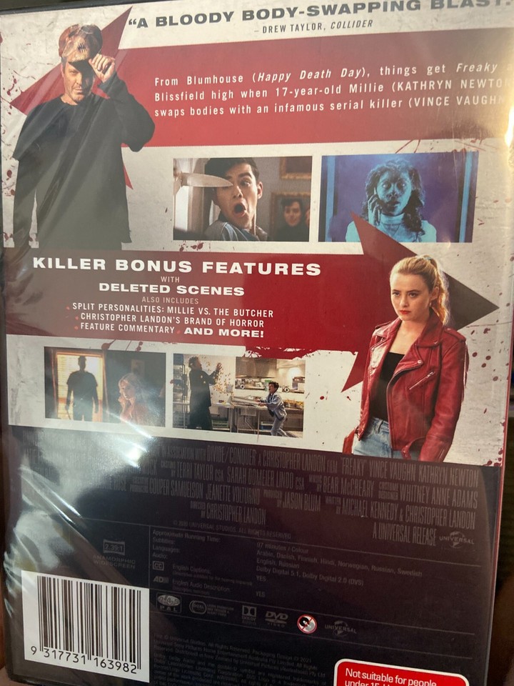 Freaky NEW/sealed region 4 DVD (2020 Vince Vaughn comedy horror movie ...