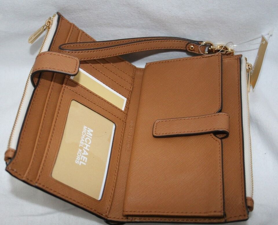 New Michael Kors MK Signature Double Zip Phone Case Wallet Wristlet ...