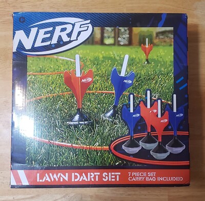 NERF Soft Tip Lawn Dart Set Includes 4 Lawn Darts 2 Target Rings ...