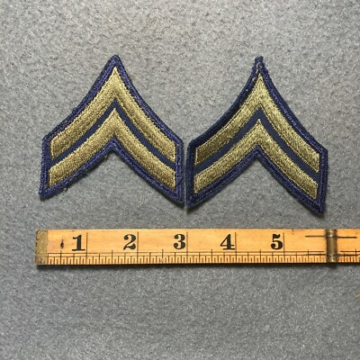 Pair Of Blue Green Chevron Two Stripe Corporal Rank Patches M7 | eBay