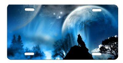 Wolf Howling At Two Moons High Gloss Aluminum License Plate | eBay