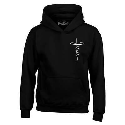 Jesus Cross Cursive Script Pocket Size Hoodie Jesus Sweatshirt | eBay