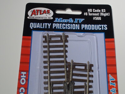 HO ATLAS #566 TURNOUT #8 CODE 83 RIGHT MARK IV CUSTOM-LINE BROWN TIES ...
