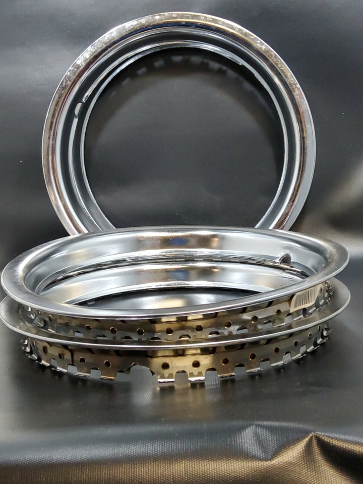 14" CHROME Trim Rings Beauty Rims Glamour Ring Rim Edge Bands Nos Set ...
