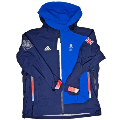 Adidas TEAM GB Olympic GORETEX Jacket Rain Ski Waterproof Hoody Blue ...