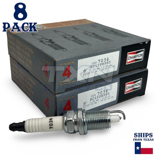 Champion 7034 Double Platinum Spark Plugs RC12PEPB5 - 8 Pack | eBay
