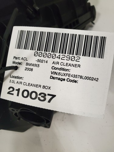 07-10 2008 BMW X5 3.0I Air Filter & Housing Assy. 3.0L AWD OEM ID ...
