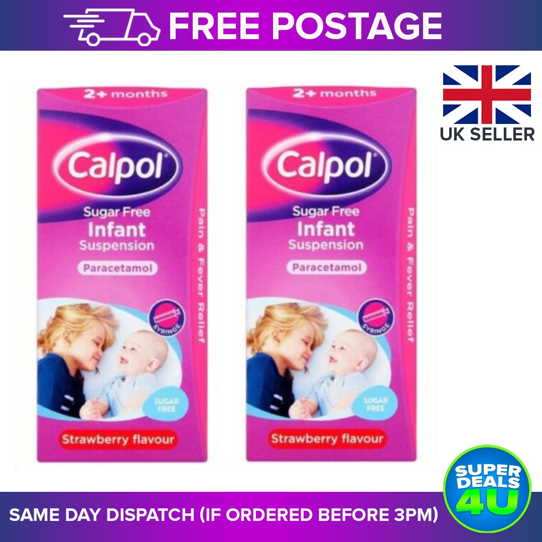 Calpol Infant Sugar Free Oral Suspension Strawberry Flavour 2m+ - 100ml ...