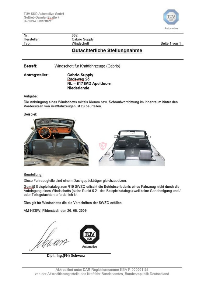 2004-2016 Aston Martin DB9 Volante Windstop Screen Draft-Stop WIND Wind ...