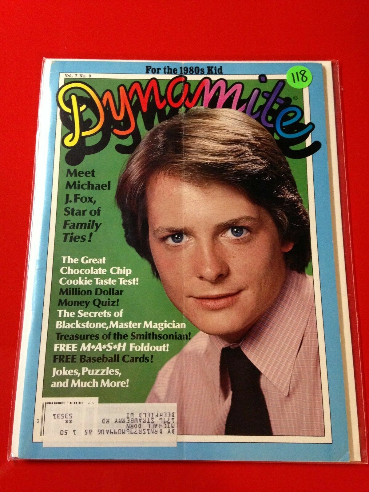 DYNAMITE MAGAZINE #118 (1984) - Michael J. Fox w/ BASEBALL CARDS (w/ 1 ...