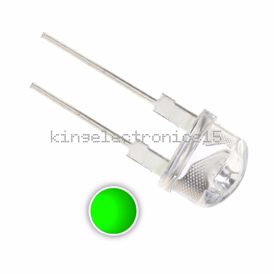 10PCS Green 0.5W 8mm Straw Hat High-power Green LED Leds Light Lamp ...