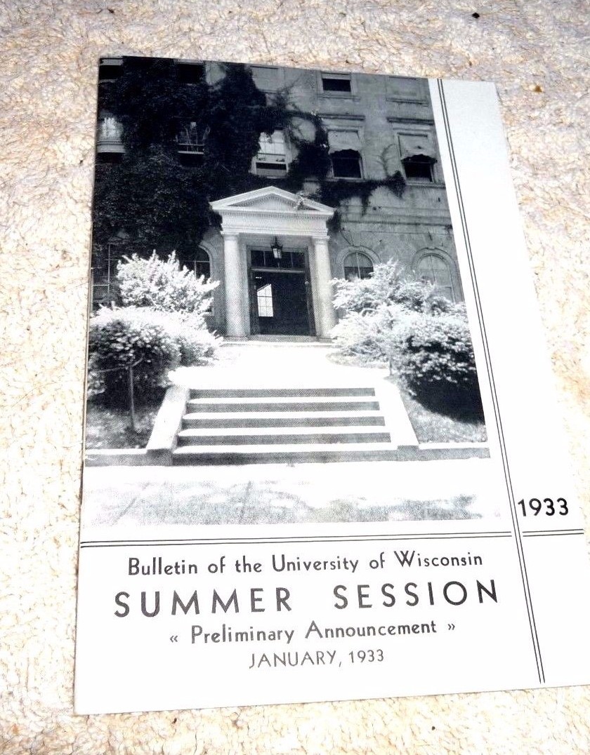 VINTAGE BOOKLET UNIVERSITY OF WISCONSIN SUMMER SESSION 1933 | eBay