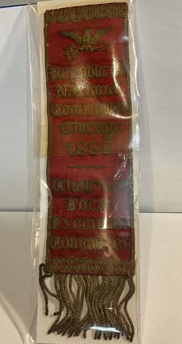 1888 Harrison-Morton Republican Convention Ribbon Chairman Executive ...
