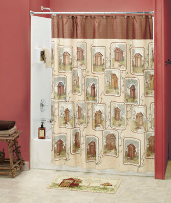 18-Pc Linda Spivey Country Outhouse Bath Collection Shower Curtain ...