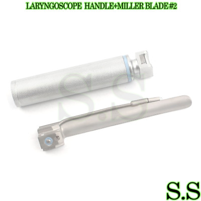 LARYNGOSCOPE MEDIUM HANDLE+MILLER BLADE #2 ENT INTUBATION ANESTHESIA ...