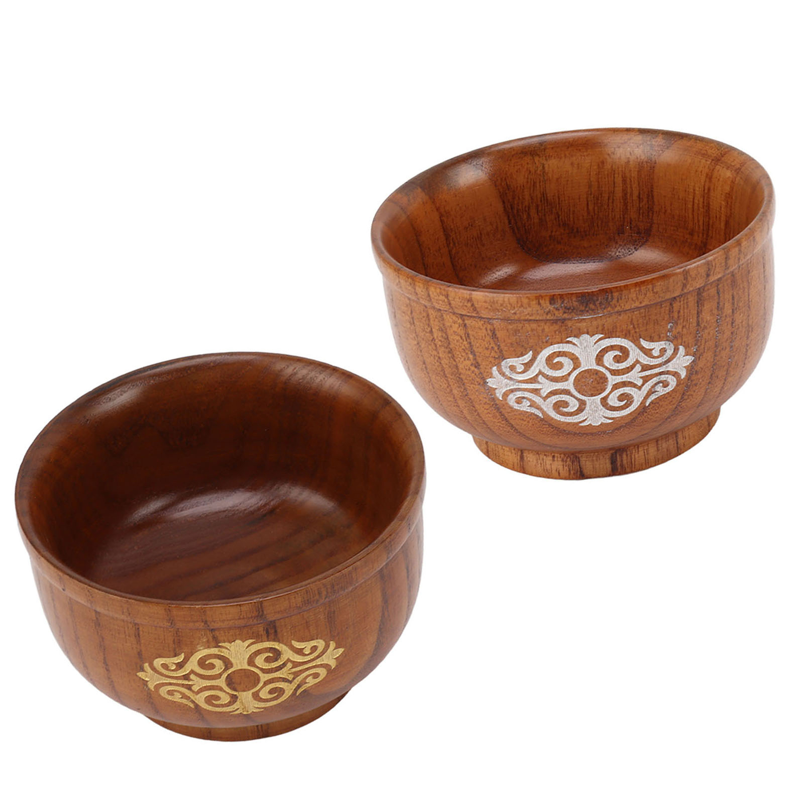 Wooden Rice Bowl Jujube Wood Anti Scald Exquisite Elegant Round Wooden ...